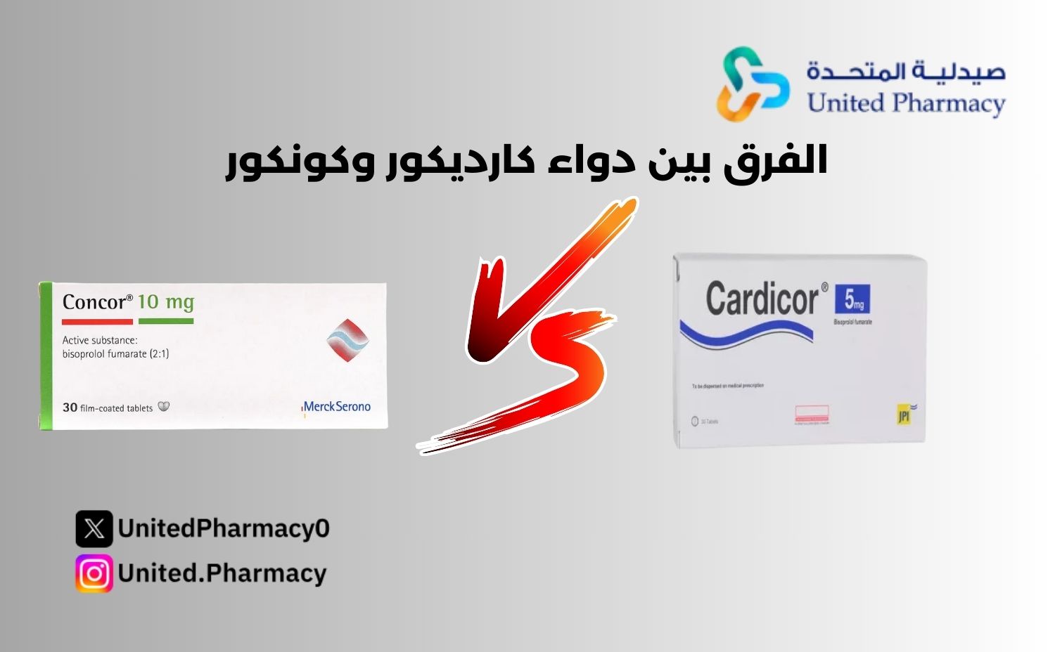 صيدلية المتحدة l الفرق بين دواء كارديكور وكونكور ودواعي الاستعمال والفوائد