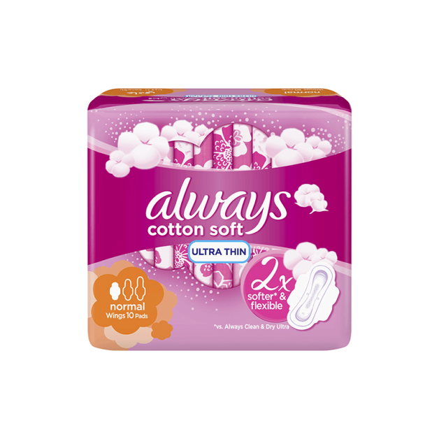 ALWAYS ULTRA COTTON SOFT NORMAL WITH WINGS 10 PADS