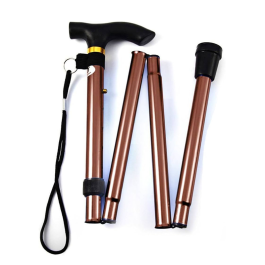 Walking Stick Grip Foldable Aluminium Brown